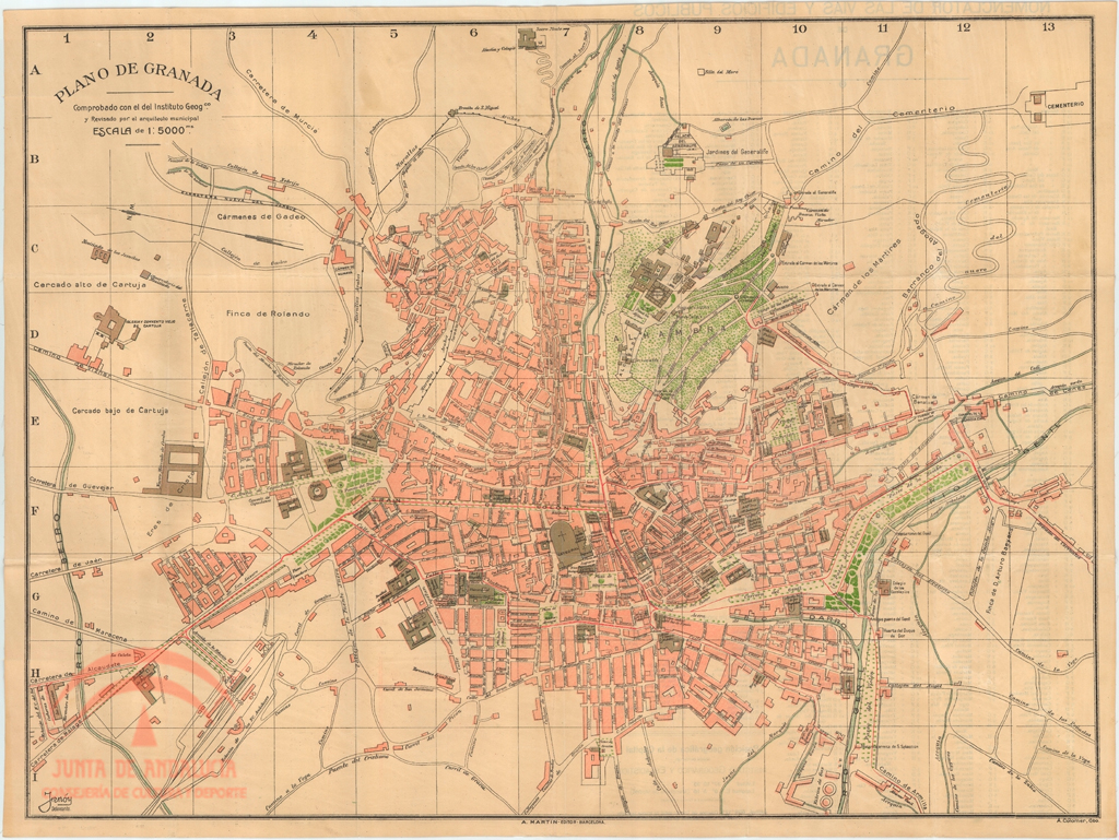 Plano de Granada comprobado con el del Instituto Geográfico y revisado ...