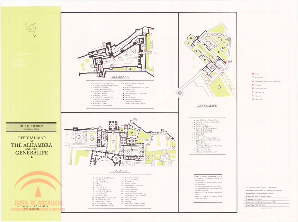"Official map of the Alhambra and the Generalife". Planta general del ...